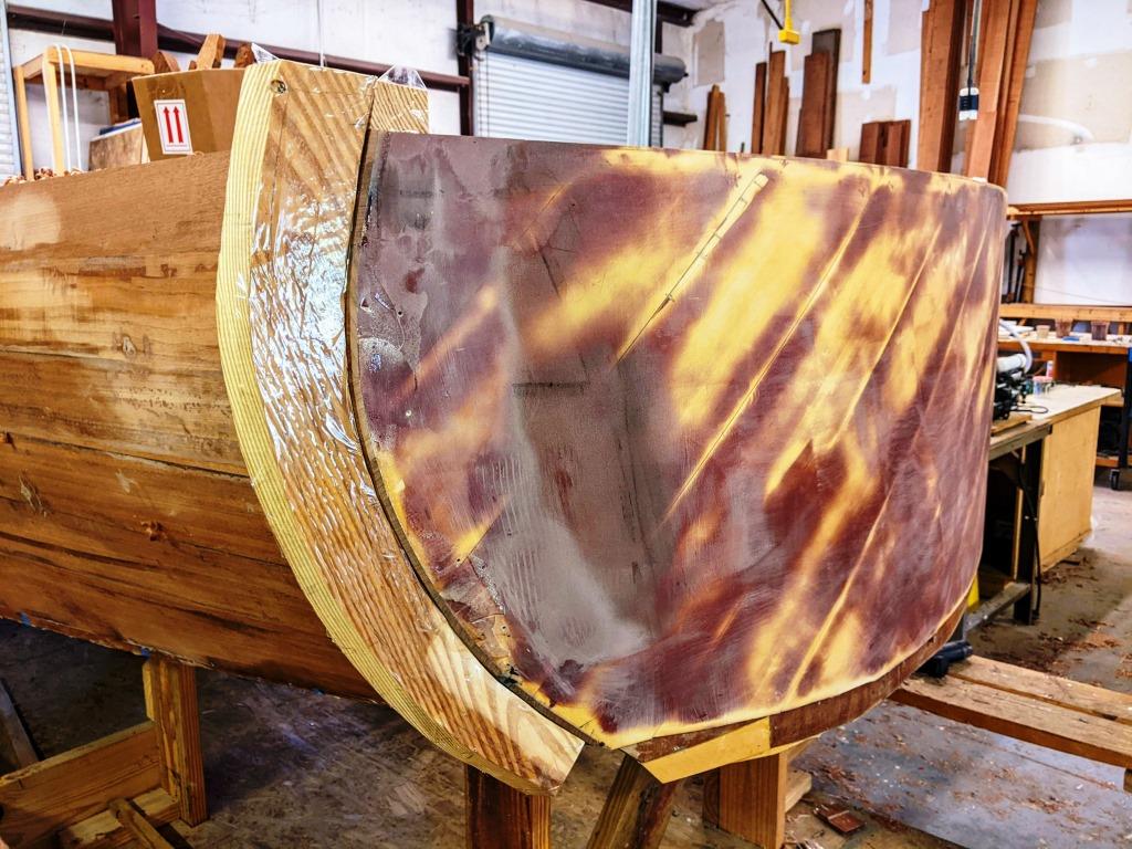 Planking the Transom of the Palm Beach 22 – Ashley River Boatworks
